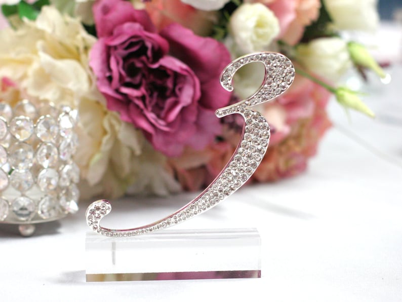 Select Your Number 1-9 Digits Silver Rhinestone Table Number - Etsy