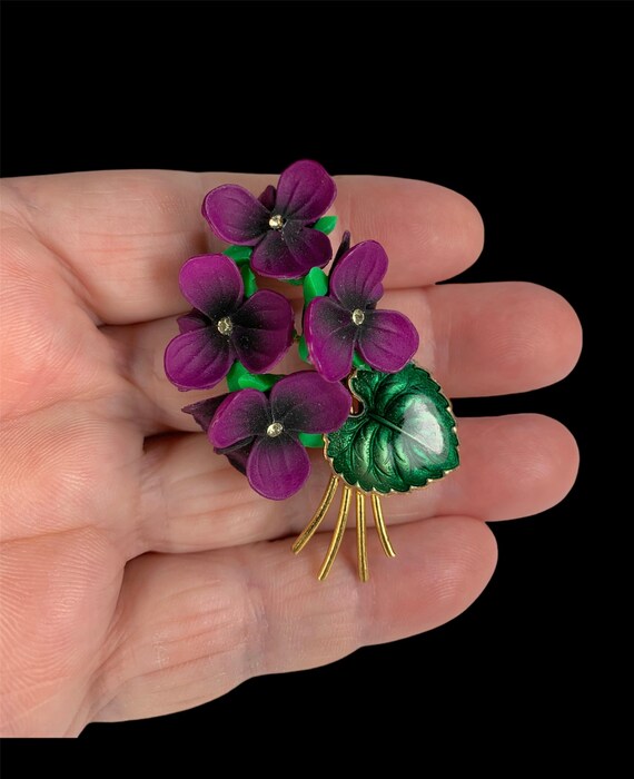 Beautiful Violets Bouquet Brooch Dimensional Piece Rh… - Gem