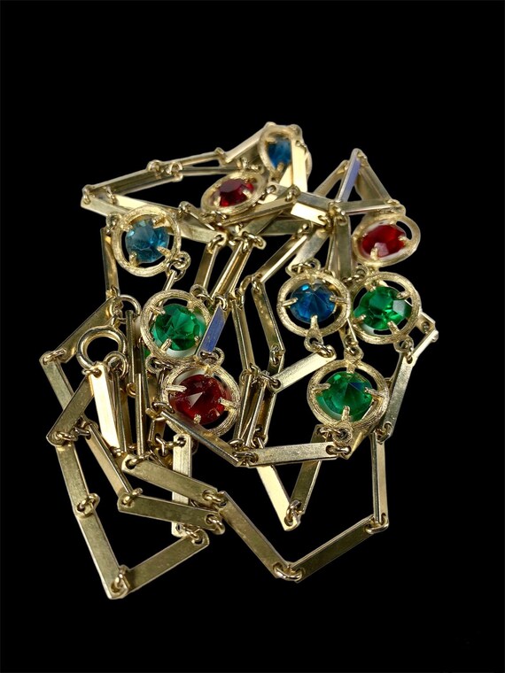 Rhinestone Necklace Chain And Station Style Bezel Set… - Gem