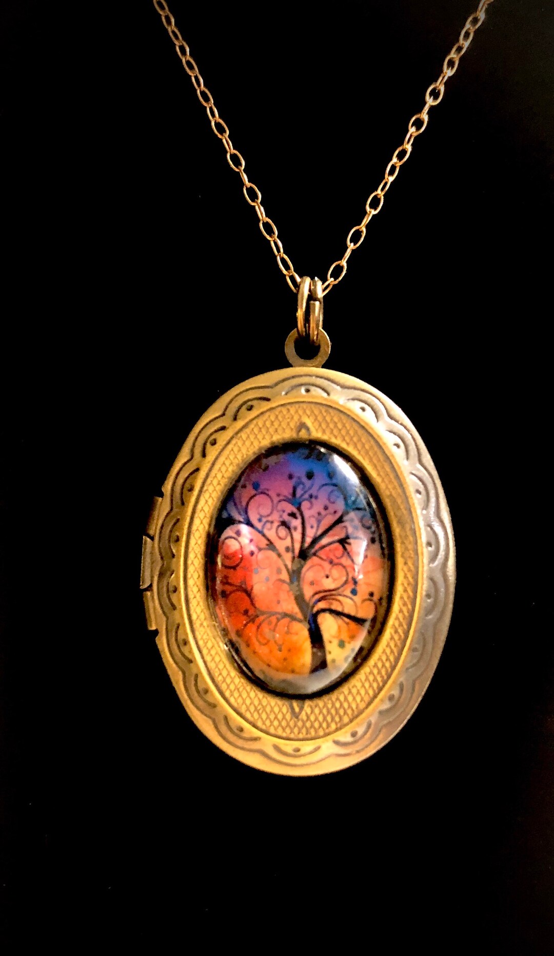 Tree of Life Locket 14kgf Chain Vintage Keepsake Necklace - Etsy