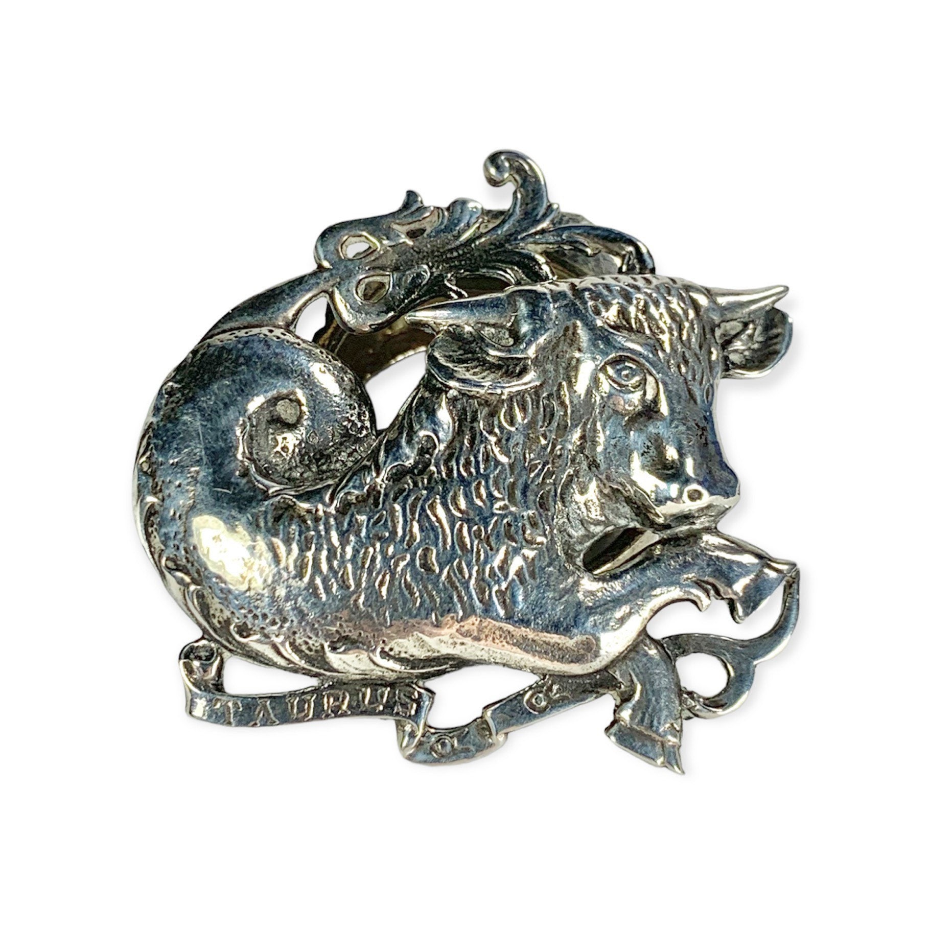 Signed Cini Brooch Taurus the Bull Zodiac Astrological Motif - Etsy
