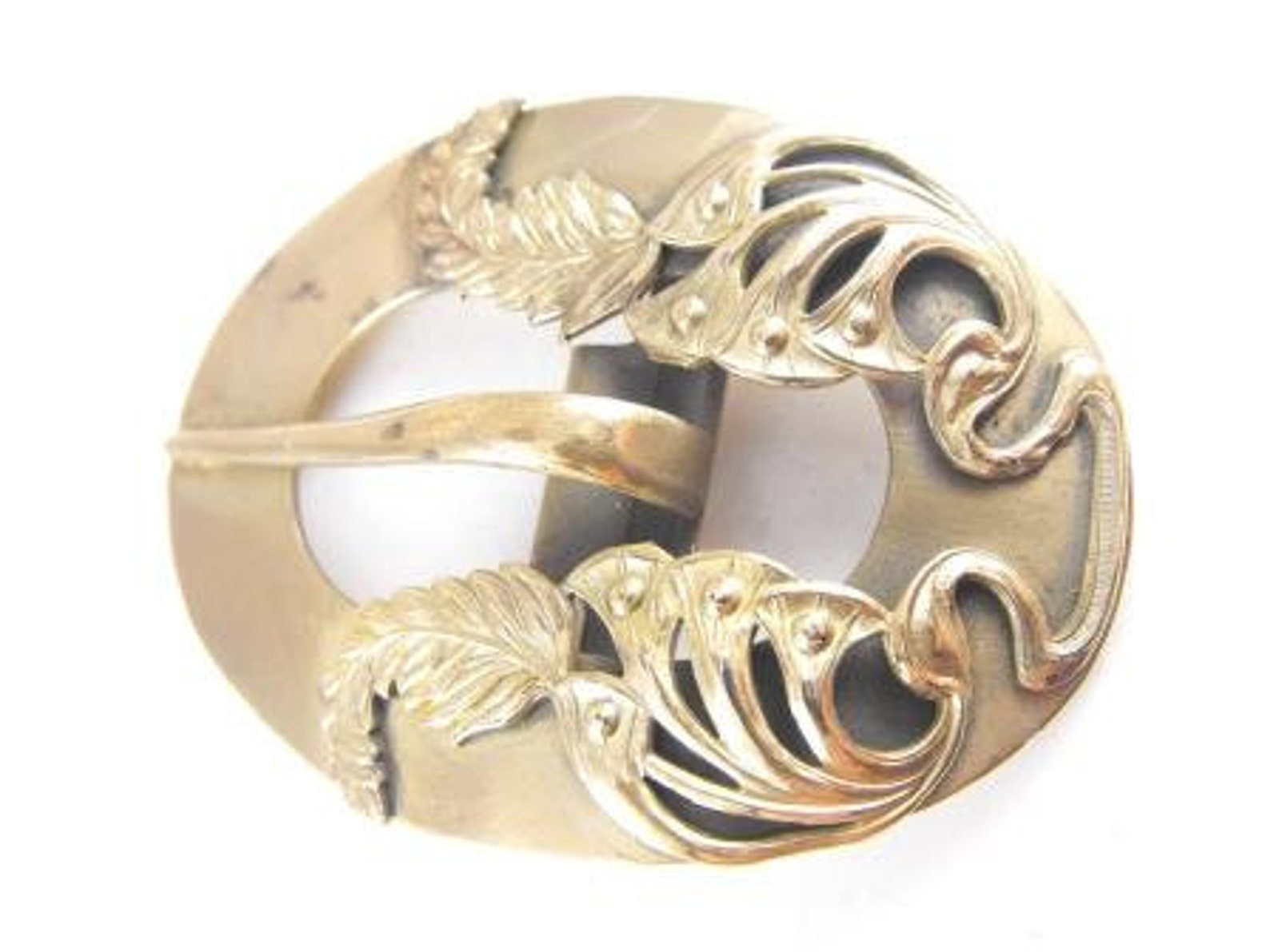 Art Nouveau Sash Buckle Brass Foliate Applique Design Flowing - Etsy