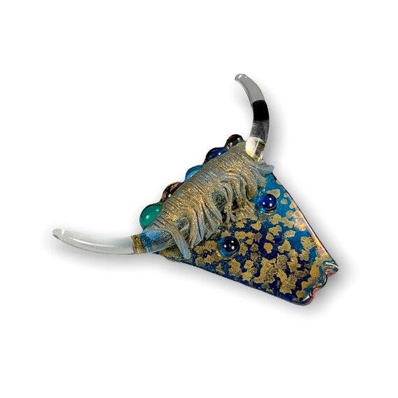 Art Glass Bull Brooch Gold Leaf Details/ Taurus Zodia… - Gem