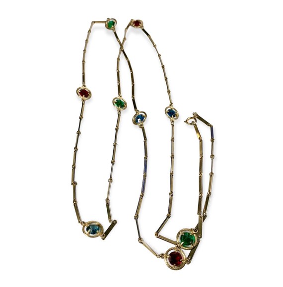 Rhinestone Necklace Chain And Station Style Bezel Set… - Gem