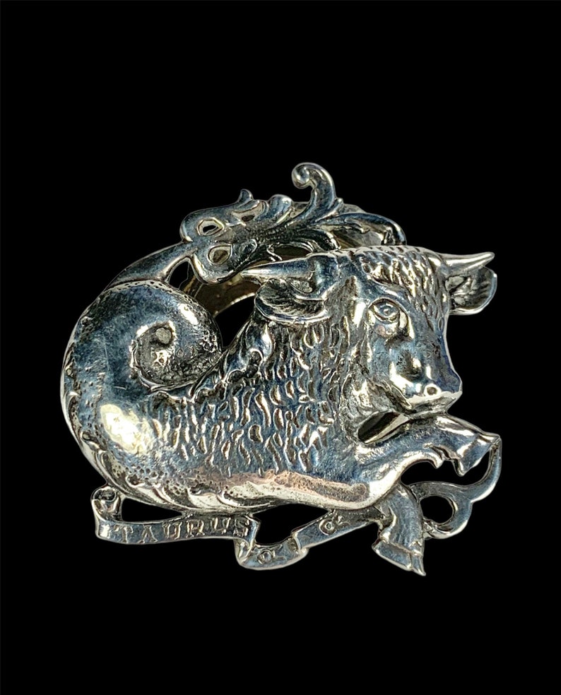 Signed Cini Brooch Taurus the Bull Zodiac Astrological Motif - Etsy