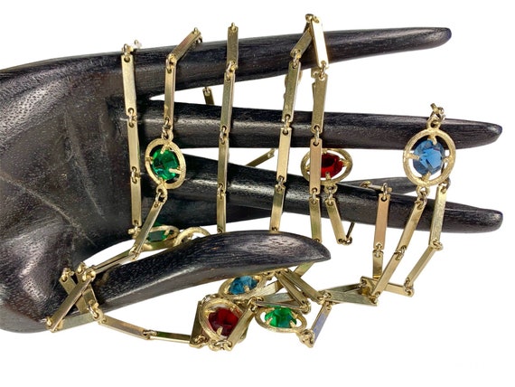 Rhinestone Necklace Chain And Station Style Bezel Set… - Gem