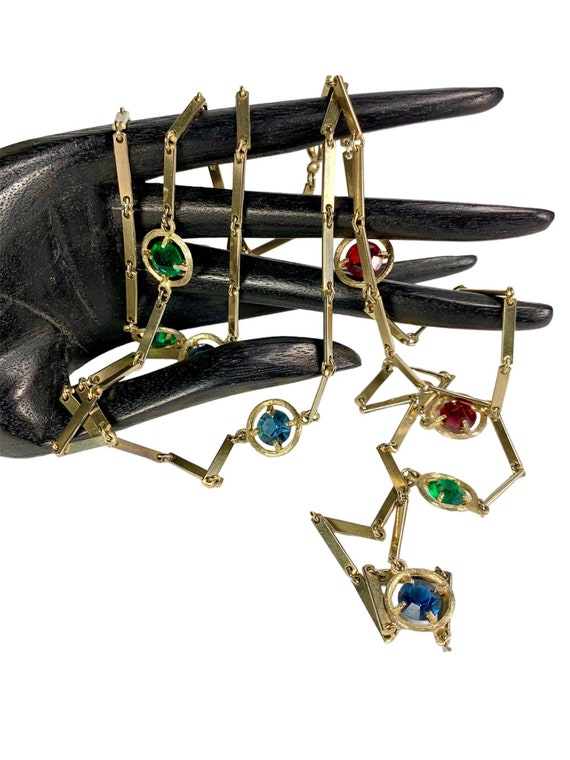 Rhinestone Necklace Chain And Station Style Bezel Set… - Gem