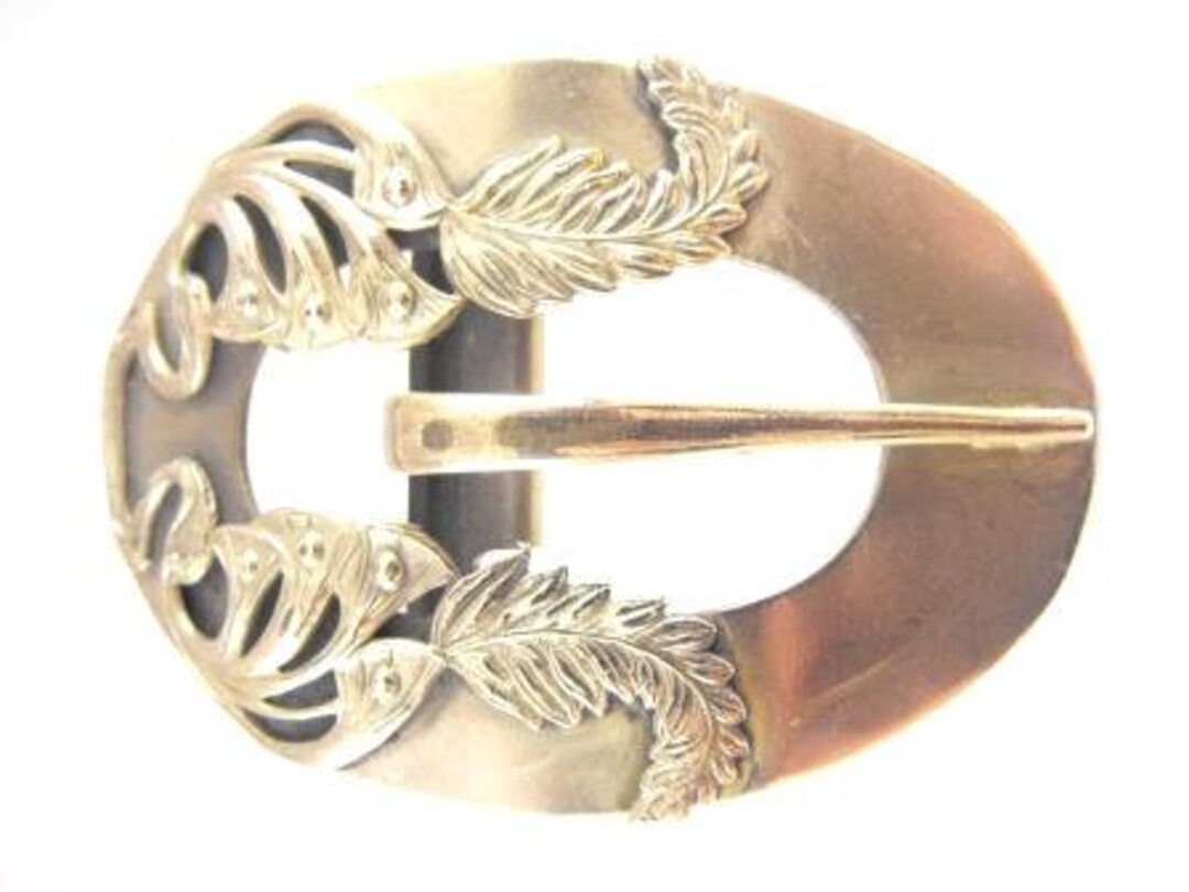 Art Nouveau Sash Buckle Brass Foliate Applique Design Flowing ...
