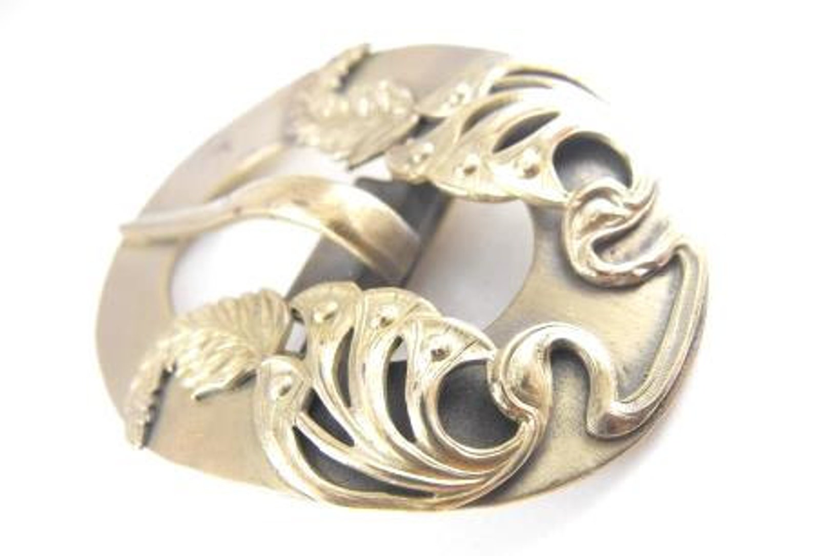 Art Nouveau Sash Buckle Brass Foliate Applique Design Flowing - Etsy