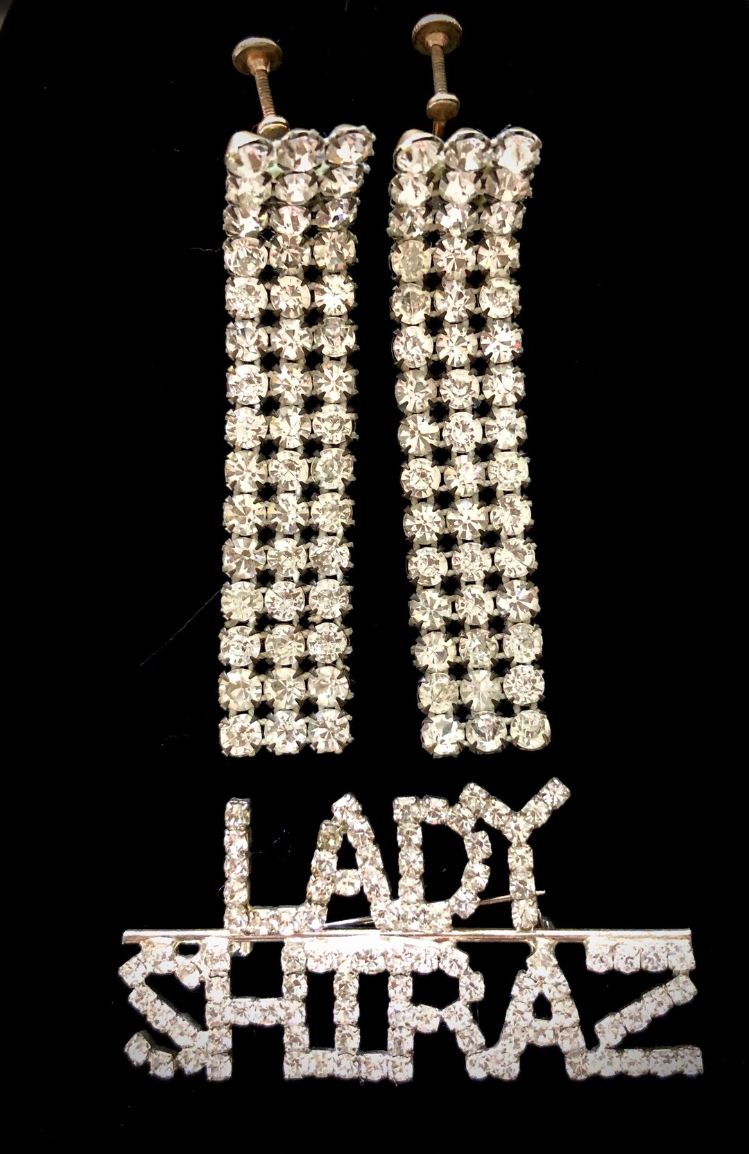 50% off Sale Rhinestone Statement Jewelry Lady Shiraz Pin Long Deco ...