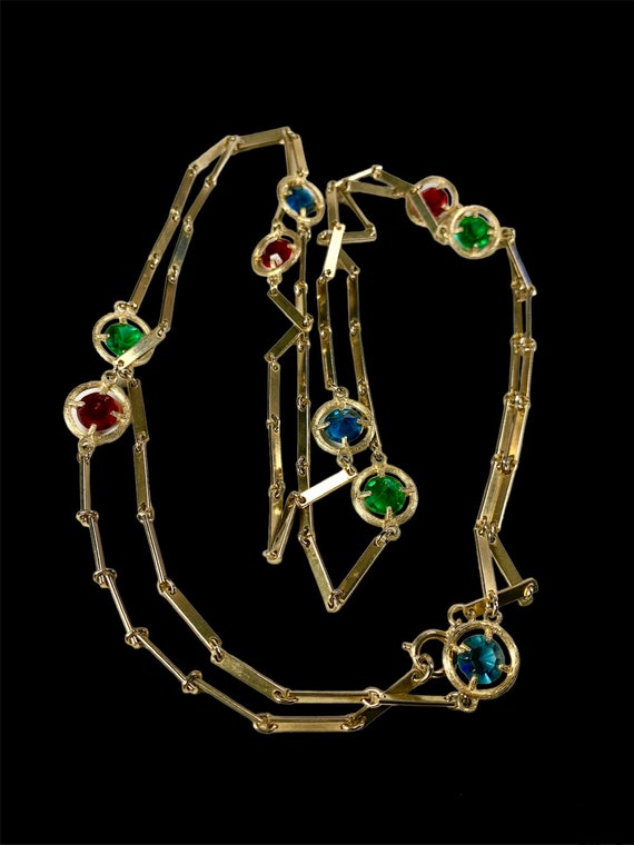 Rhinestone Necklace Chain And Station Style Bezel Set… - Gem