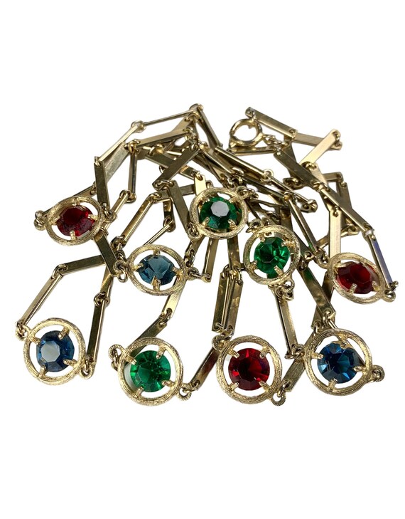 Rhinestone Necklace Chain And Station Style Bezel Set… - Gem