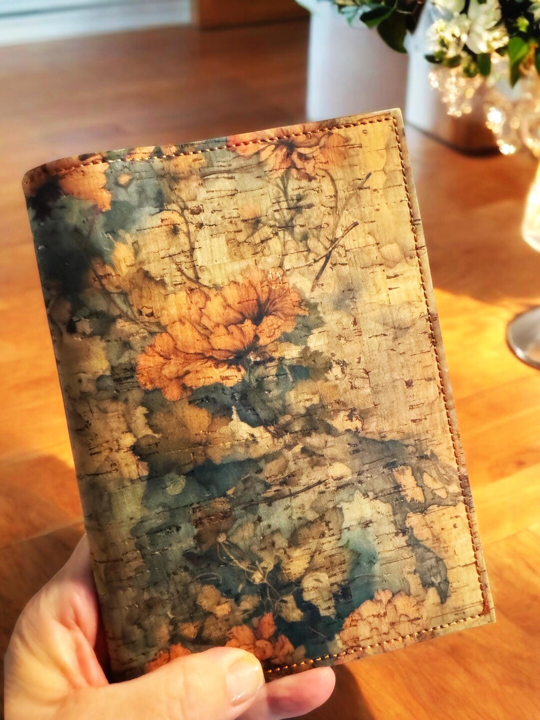 Handmade Antique Floral Cork Notebook Cover 5x7, Cork Journal Cover ...