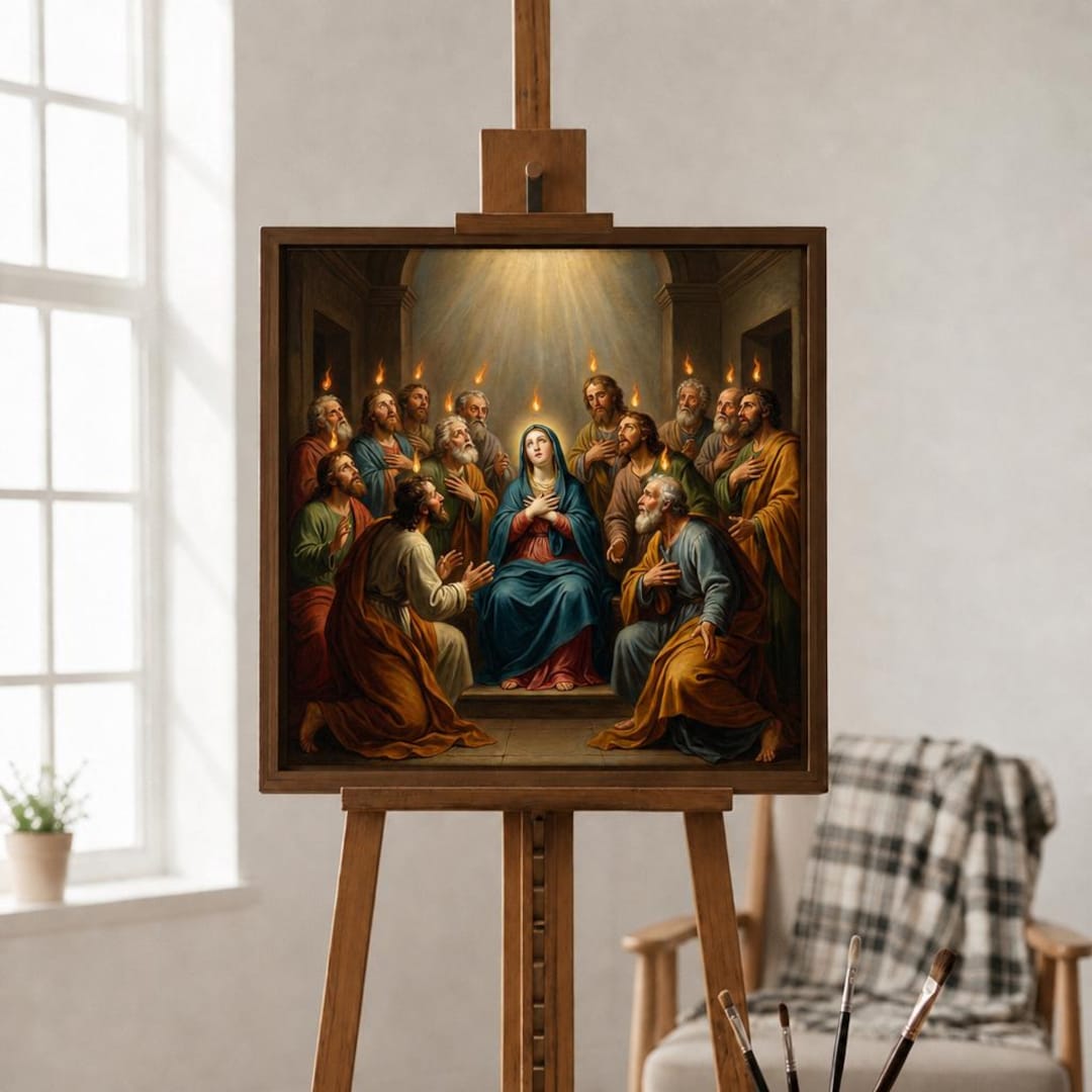 Descent of the Holy Spirit Oil Painting | Pentecost Christian Wall Art ...
