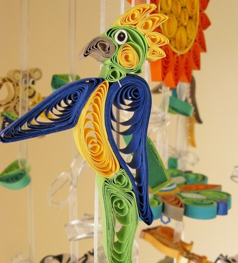 Boy Nursery Mobile Parrot Mobile Jungle Nursery Mobile Wildlife Mobile ...