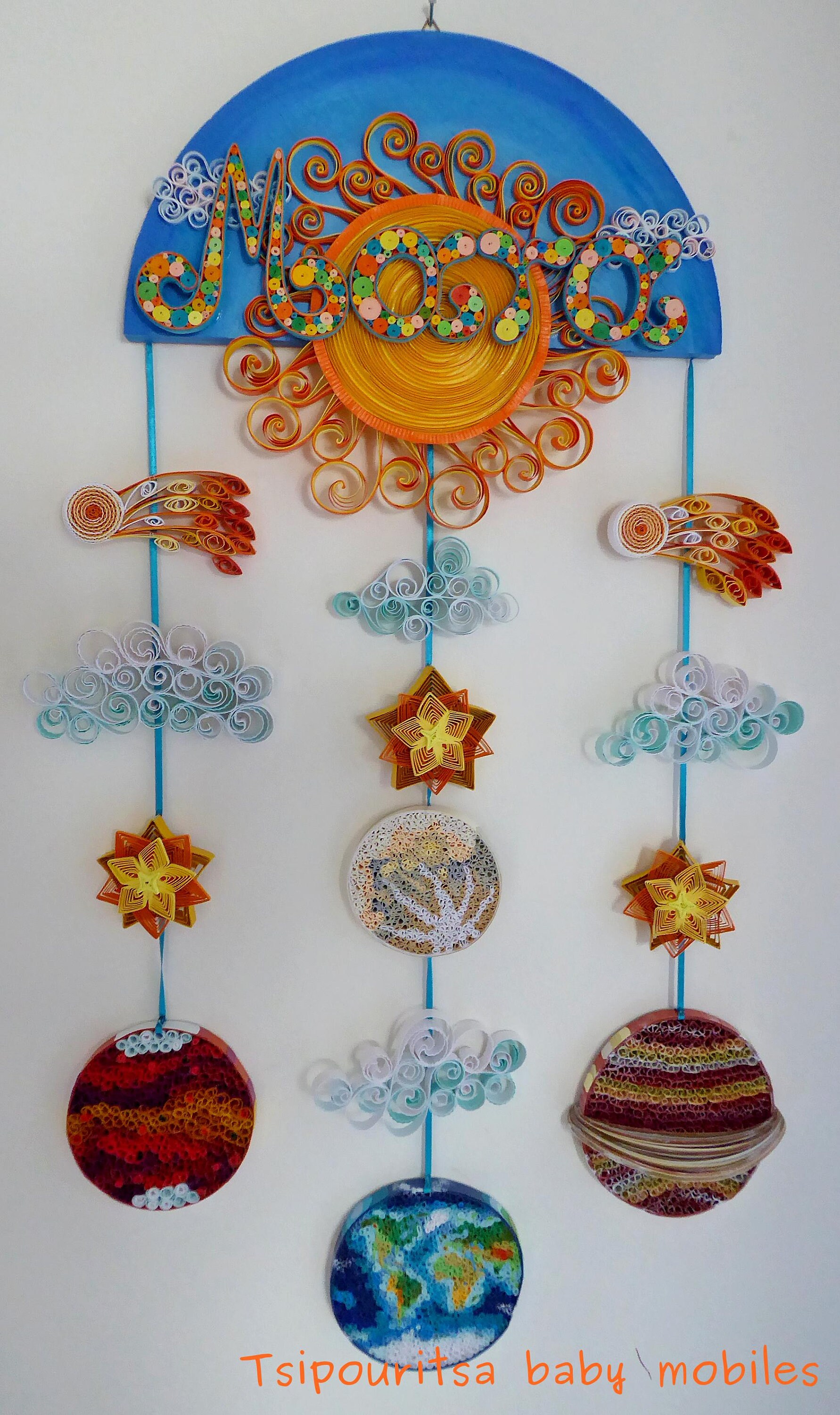 Sun Wall Hanging Name Banner Quilled Solar System - Etsy