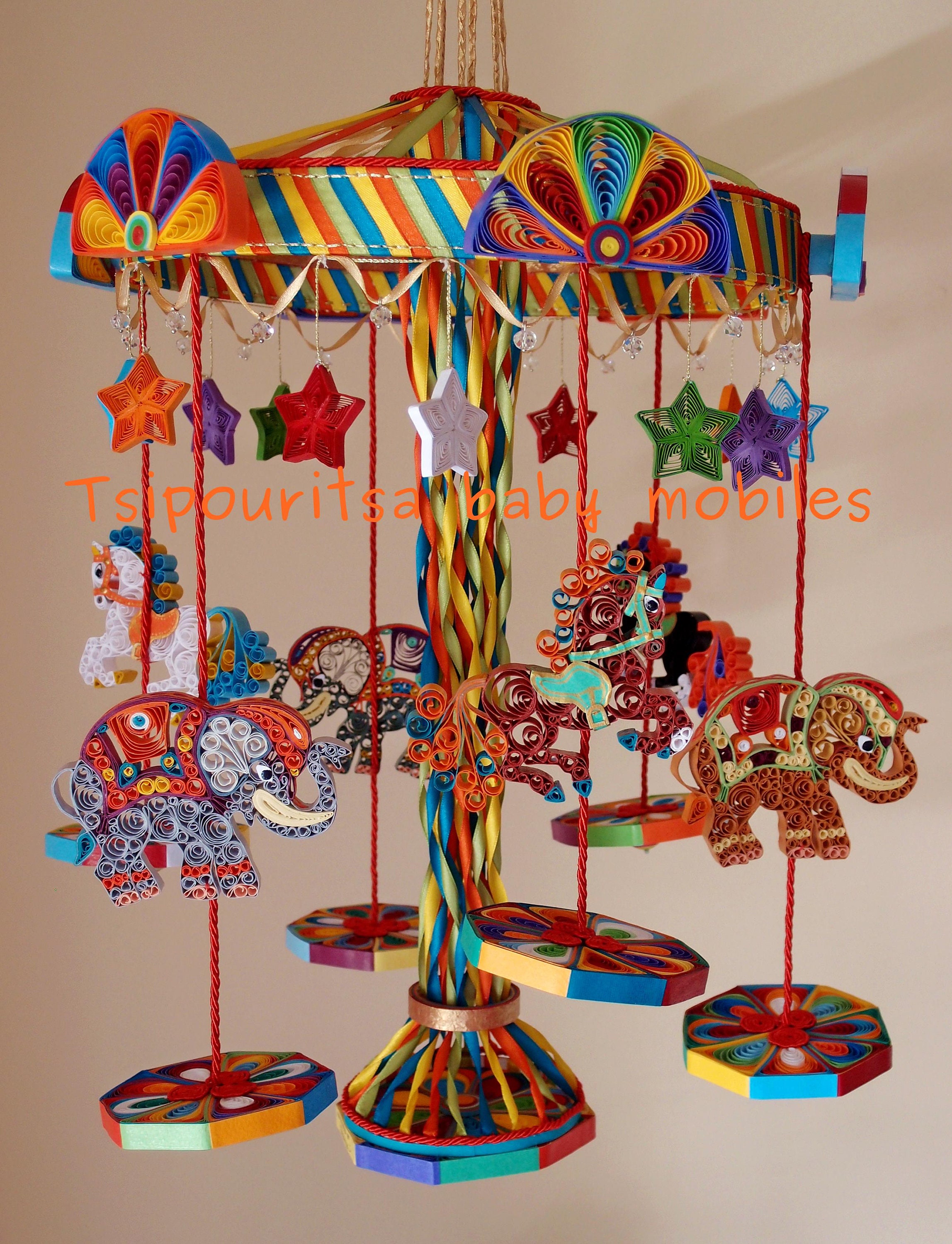 Carousel Crib Mobile Merry Go Round Mobile Quilled Nursery Mobile ...