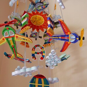 Boy Mobile Baby Crib Mobile Galaxy Mobile Quilled Airplane Rocket ...