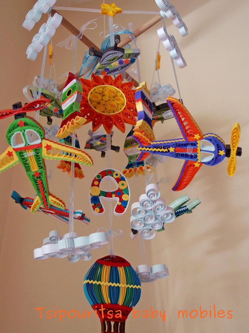 Boy Mobile Baby Crib Mobile Galaxy Mobile Quilled Airplane Rocket ...