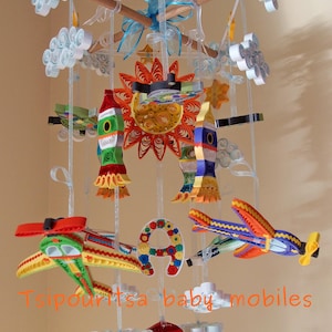 Boy Mobile Baby Crib Mobile Galaxy Mobile Quilled Airplane Rocket ...