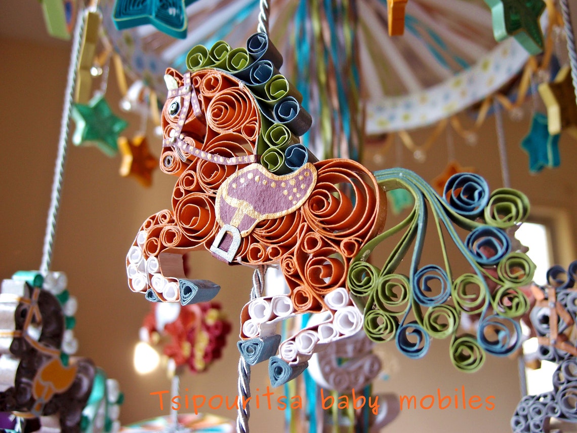 Carousel Crib Mobile Merry Go Round Mobile Quilled Nursery - Etsy