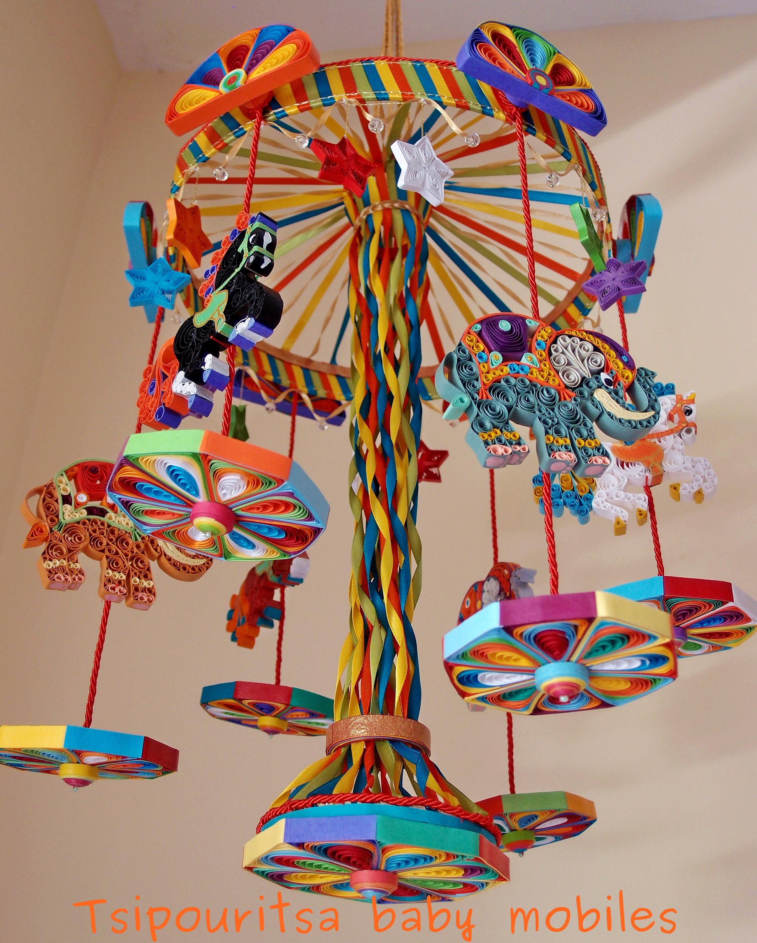 Carousel Crib Mobile Merry Go Round Mobile Quilled Nursery Mobile ...