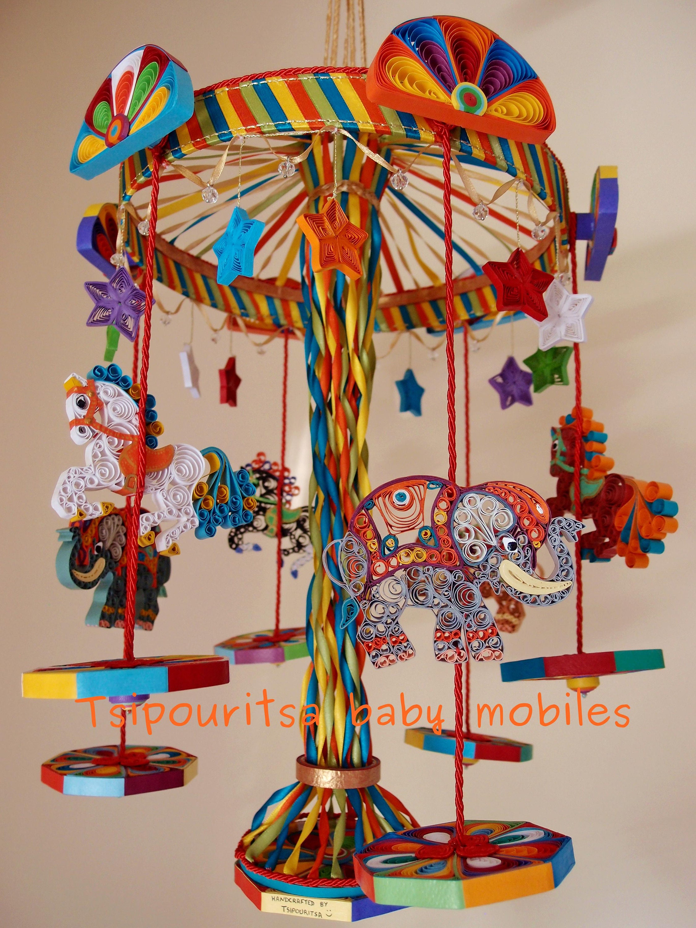 Carousel Crib Mobile Merry Go Round Mobile Quilled Nursery Mobile ...