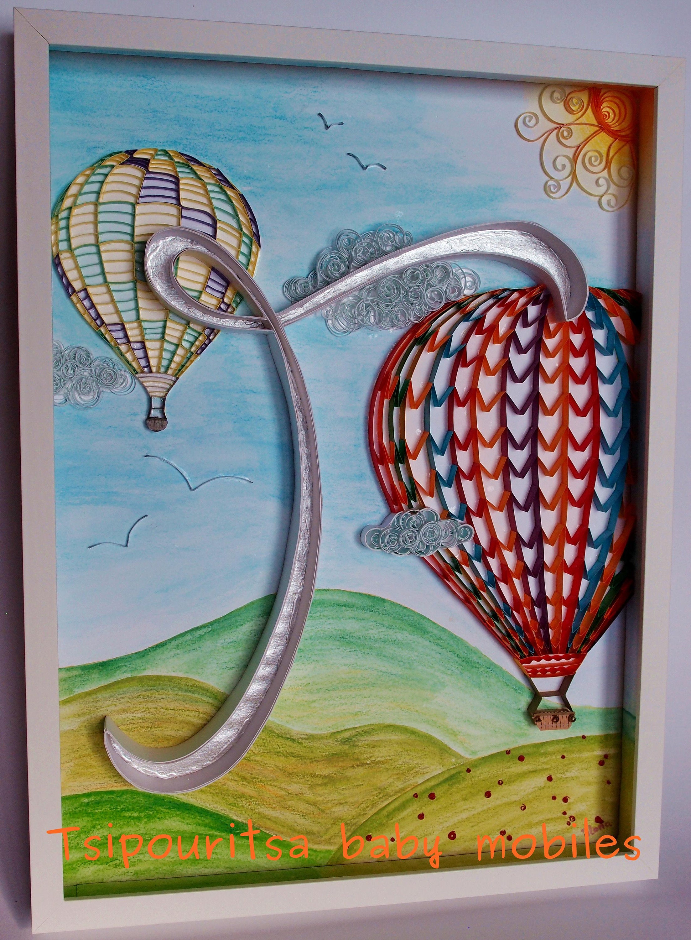 Personallized Quilled Picture in Shadow Box Quilled Air Ballon Custom ...
