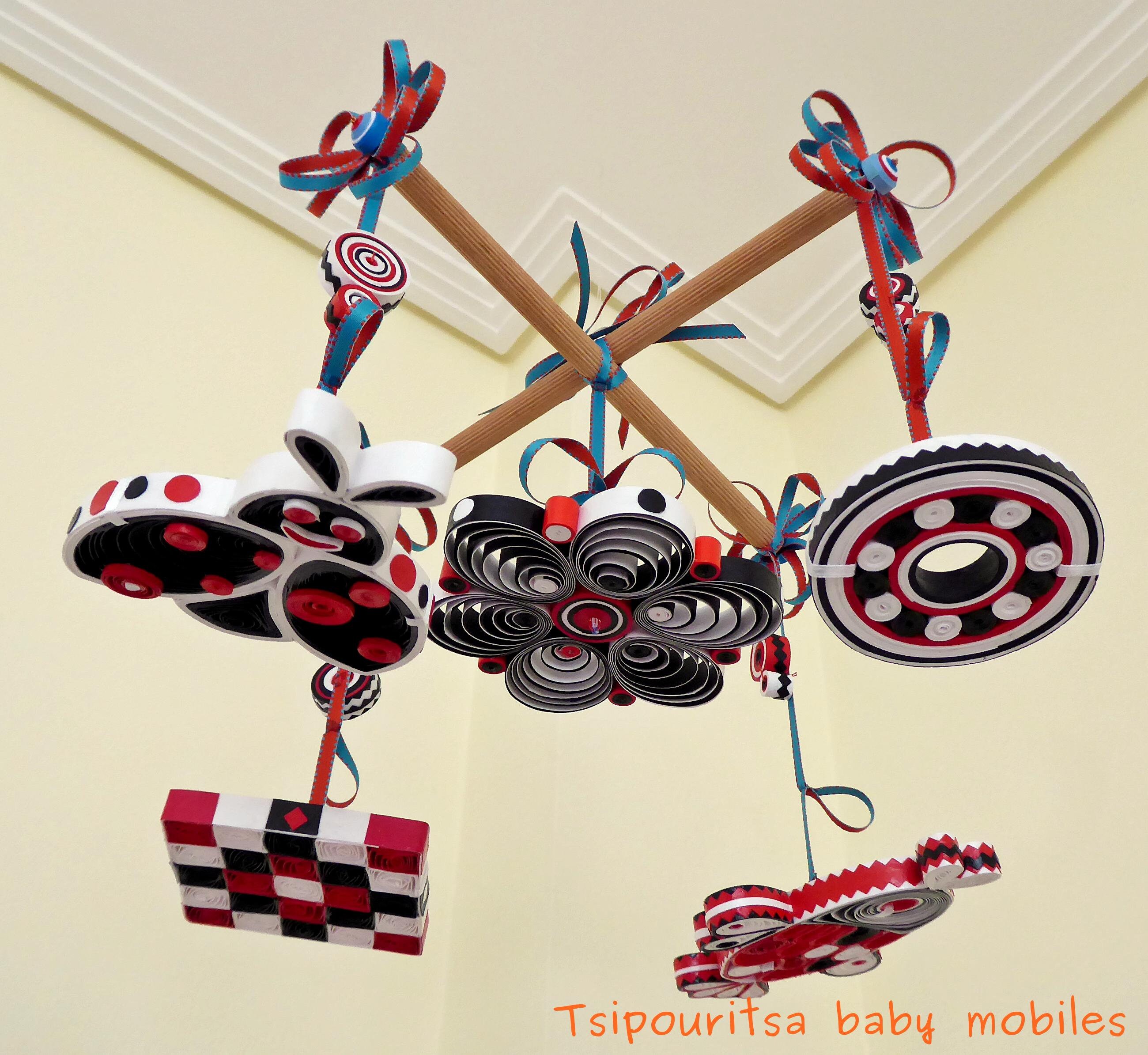 Newborn Visual Stimulation Mobile Black White Red Patterns Baby Visual ...