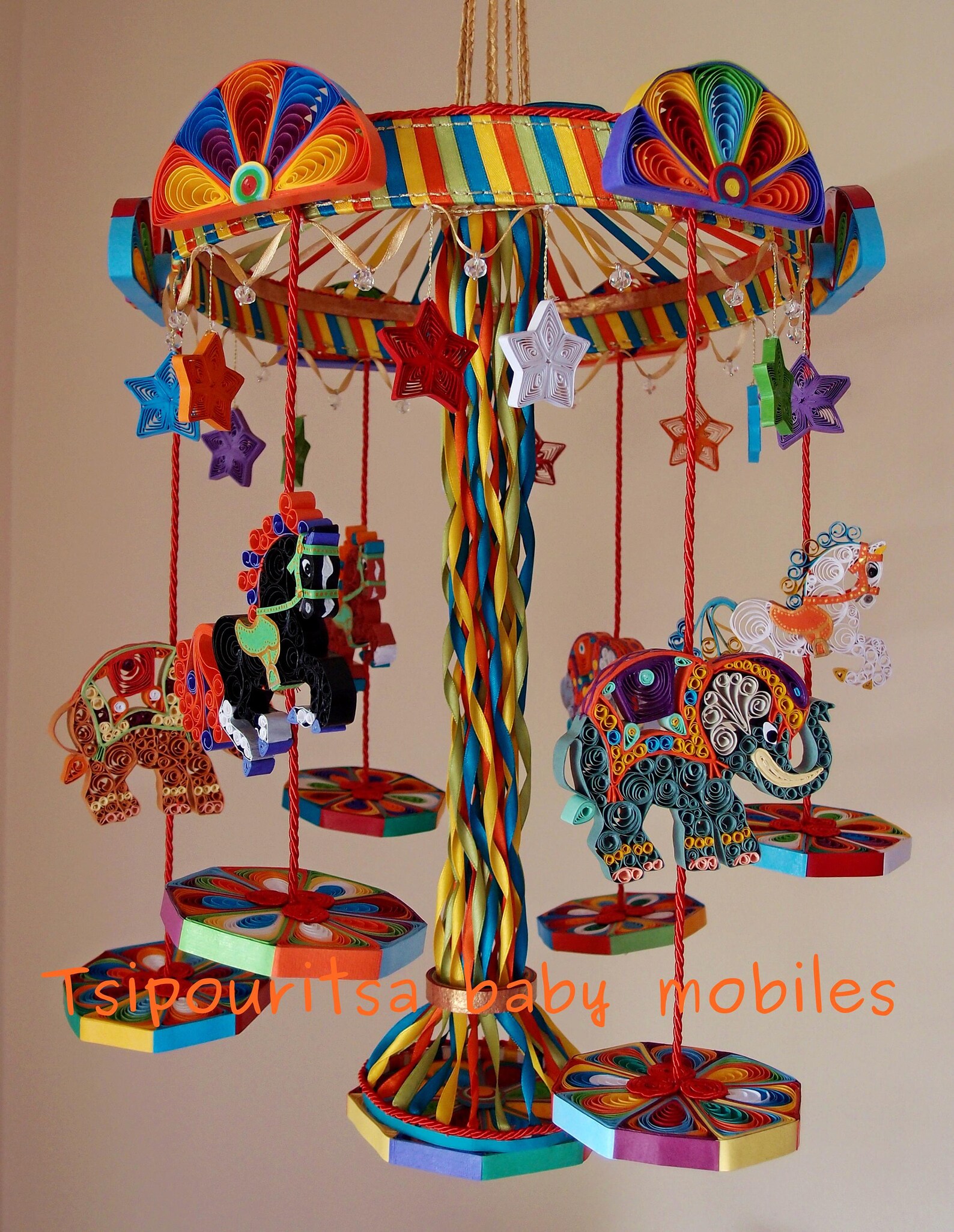 Carousel Crib Mobile Merry Go Round Mobile Quilled Nursery Mobile ...