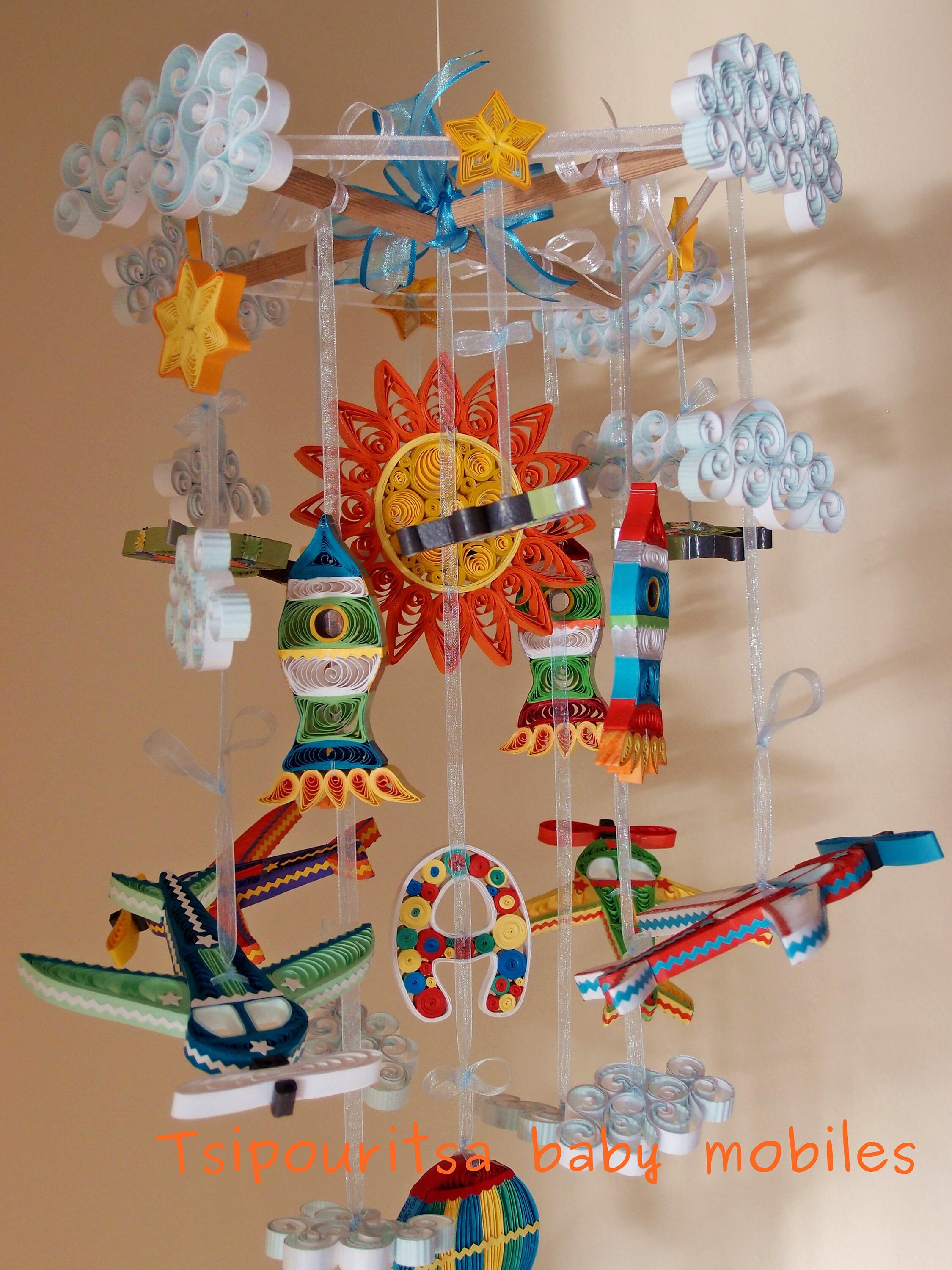 Boy Mobile Baby Crib Mobile Galaxy Mobile Quilled Airplane Rocket ...