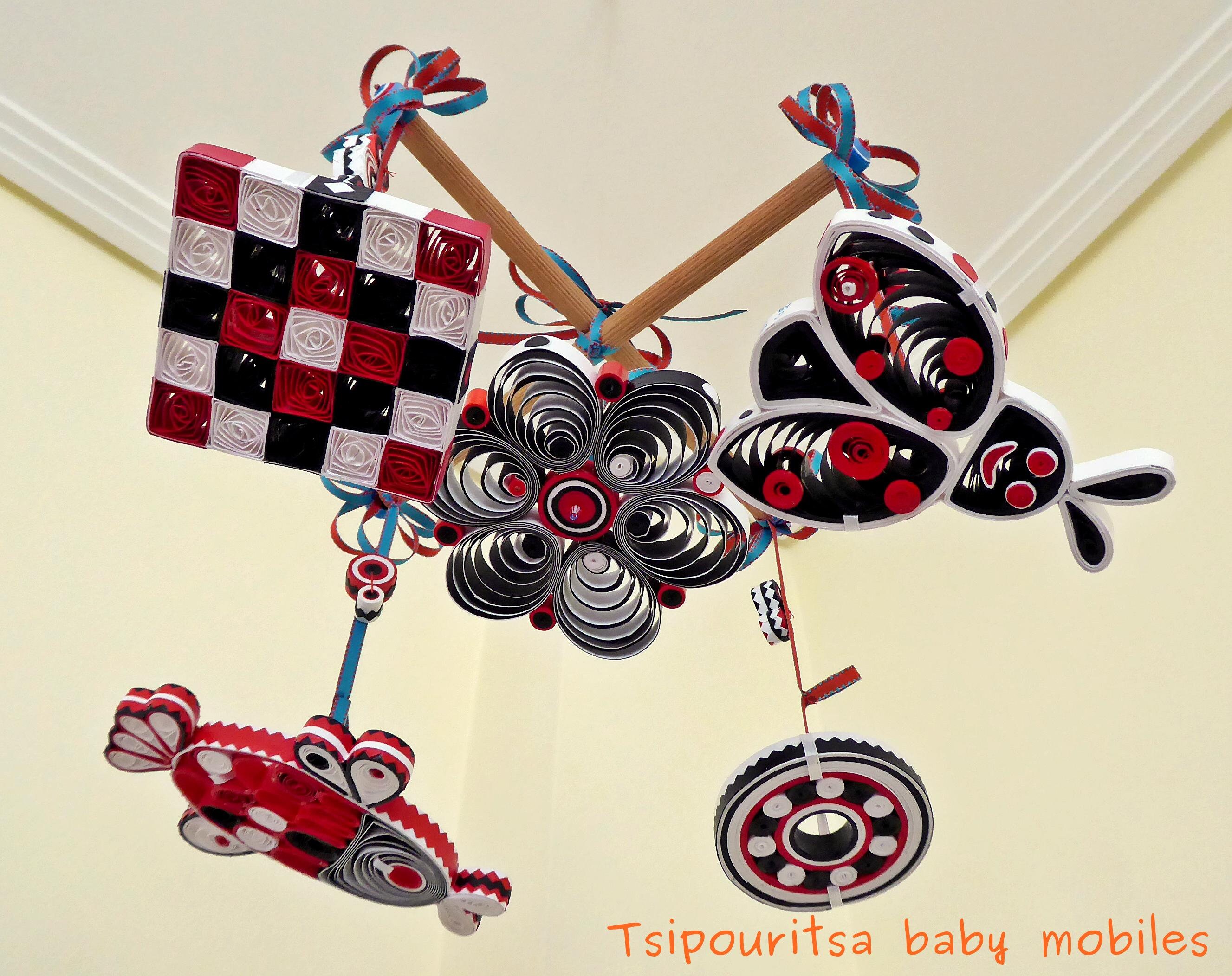 Newborn Visual Stimulation Mobile Black White Red Patterns Baby Visual ...
