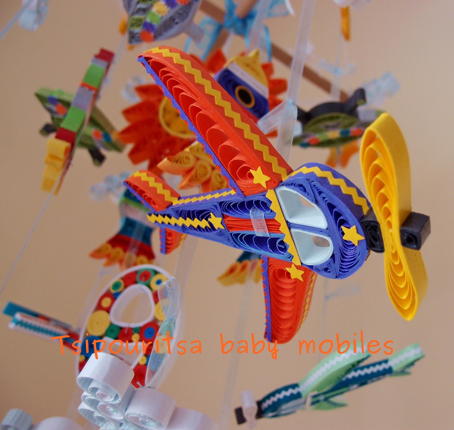 Boy Mobile Baby Crib Mobile Galaxy Mobile Quilled Airplane Rocket ...