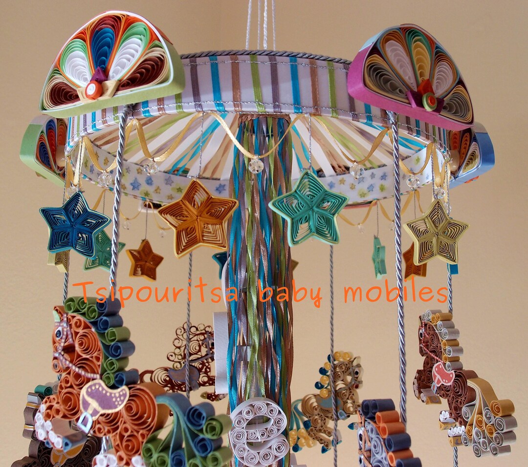 Carousel Crib Mobile - Merry Go Round Mobile - Quilled Nursery Mobile ...