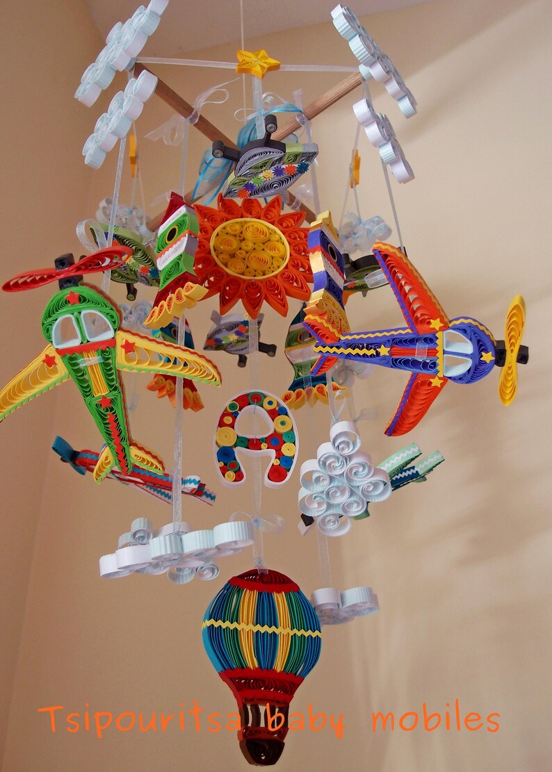 Boy Mobile Baby Crib Mobile Galaxy Mobile Quilled Airplane Rocket ...