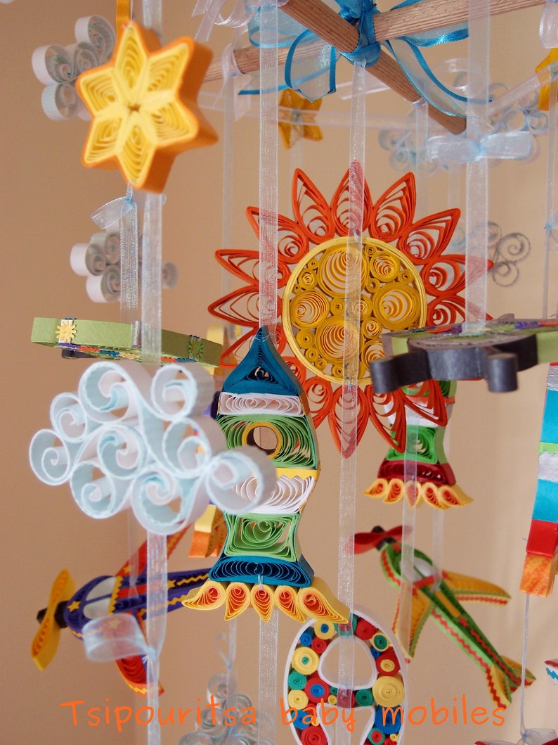 Boy Mobile Baby Crib Mobile Galaxy Mobile Quilled Airplane Rocket ...