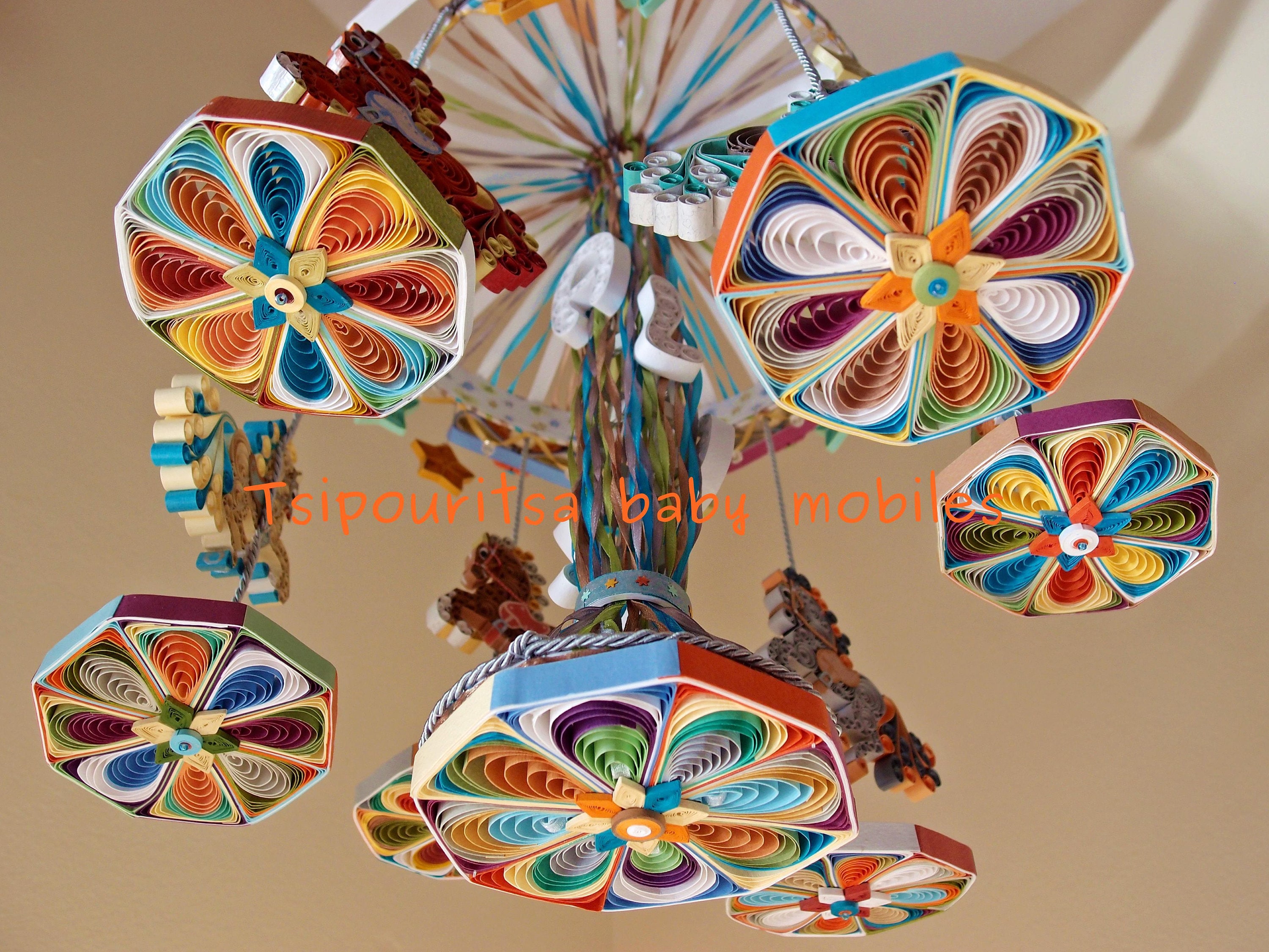 Carousel Crib Mobile Merry Go Round Mobile Quilled Nursery - Etsy