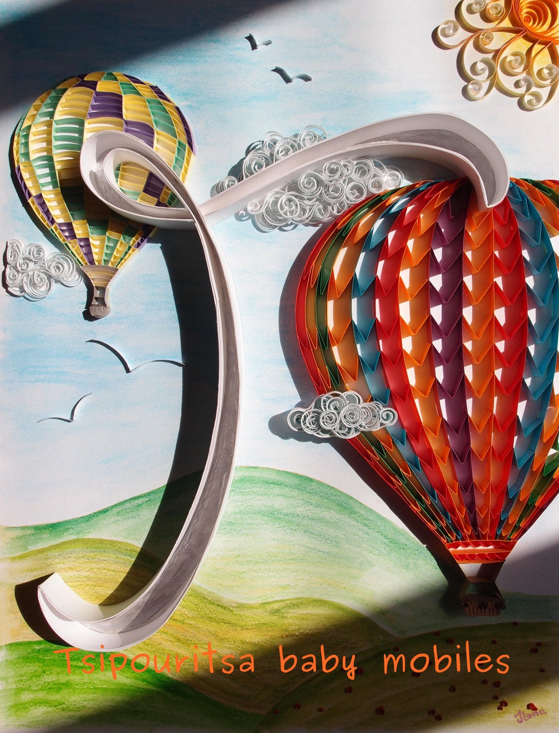 Personallized Quilled Picture in Shadow Box Quilled Air Ballon Custom ...