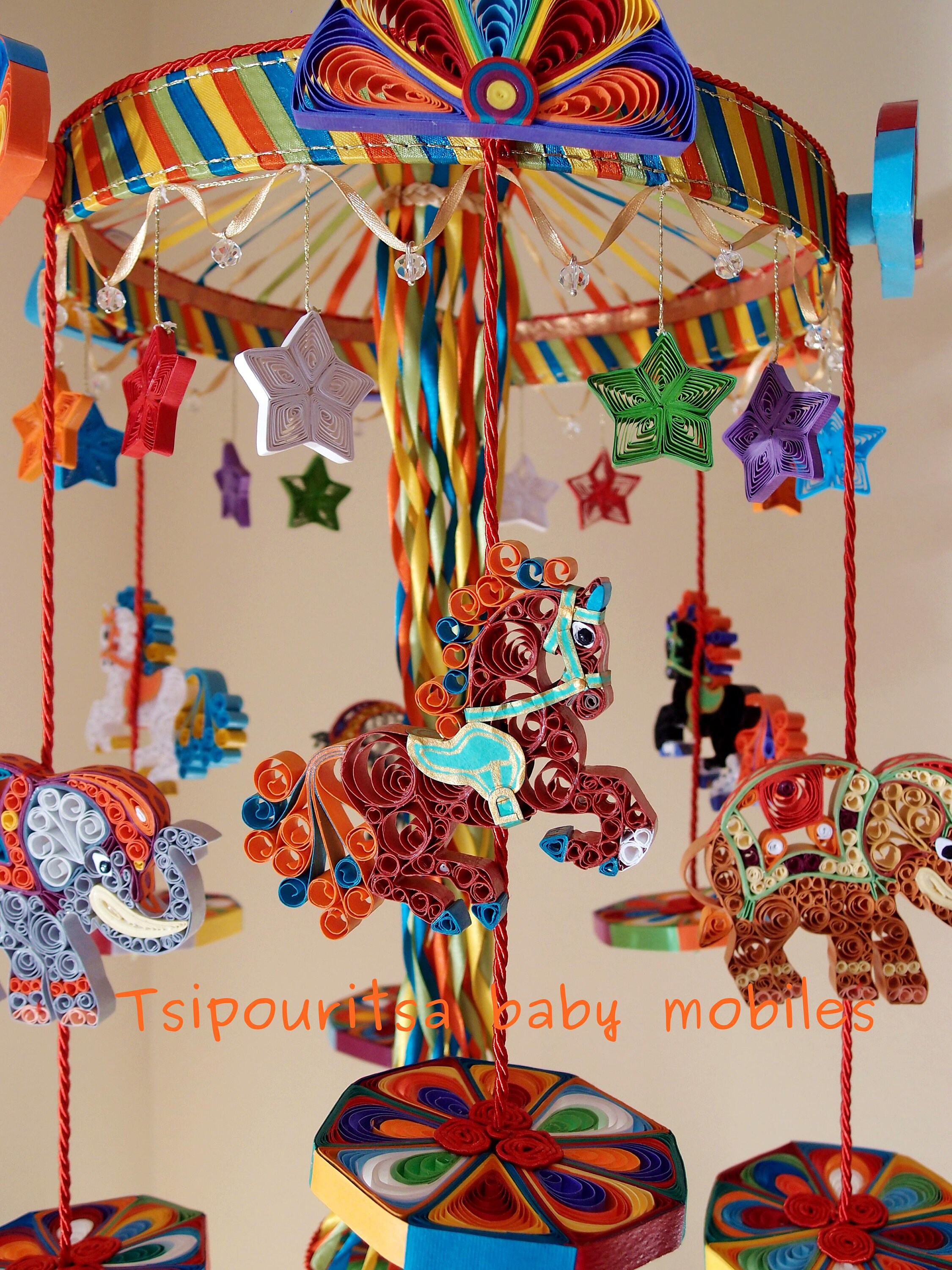 Carousel Crib Mobile Merry Go Round Mobile Quilled Nursery Mobile ...