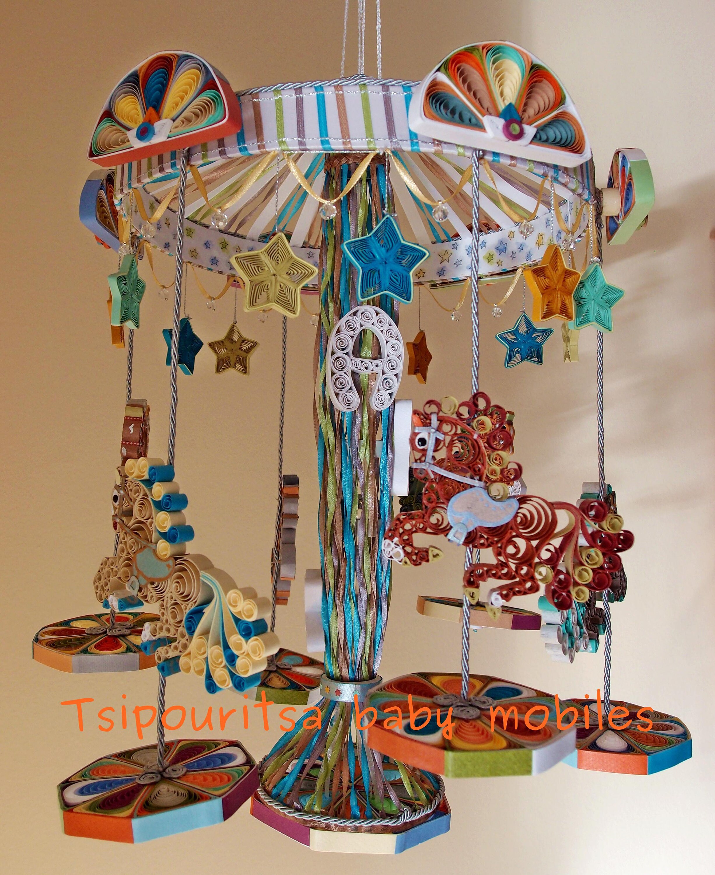 Carousel Crib Mobile Merry Go Round Mobile Quilled Nursery - Etsy