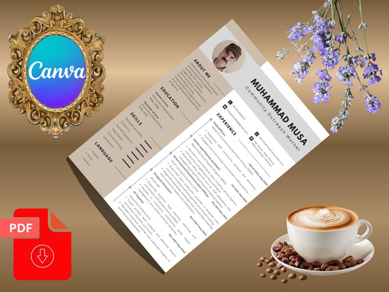 Modern Professional CV Canva Template | ATS Friendly Resume (PDF ...
