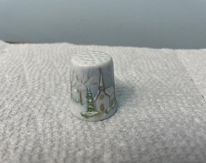 Winter Scene Collectible Thimble Hand Painted Porcelain - Etsy