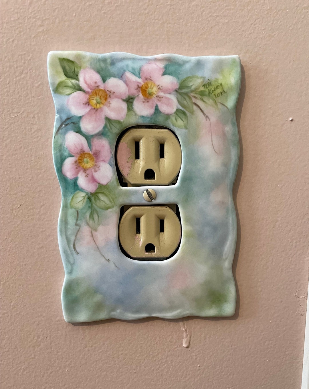 Wild Rose Receptacle Cover Hand Painted Porcelain - Etsy