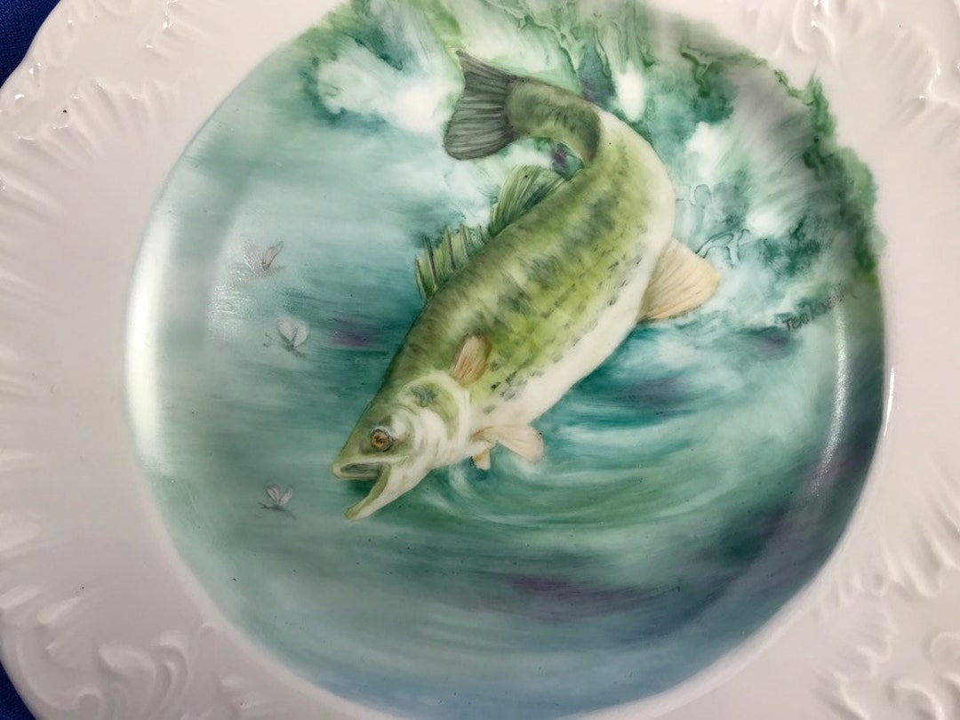 Large Mouth Bass Hand Painted Fish Plate - Etsy