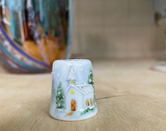 Winter Scene Collectible Thimble Hand Painted Porcelain - Etsy