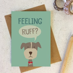Funny Dog Get Well Card: Feeling Ruff? - Cute Animal Notecard - Get ...