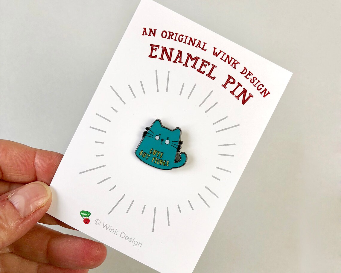 Cute but Fierce Cat Enamel Pin Badge Funny Cat Pin - Etsy