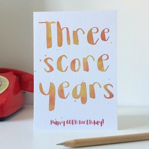 60th Birthday Card 'three Score Years' - Etsy