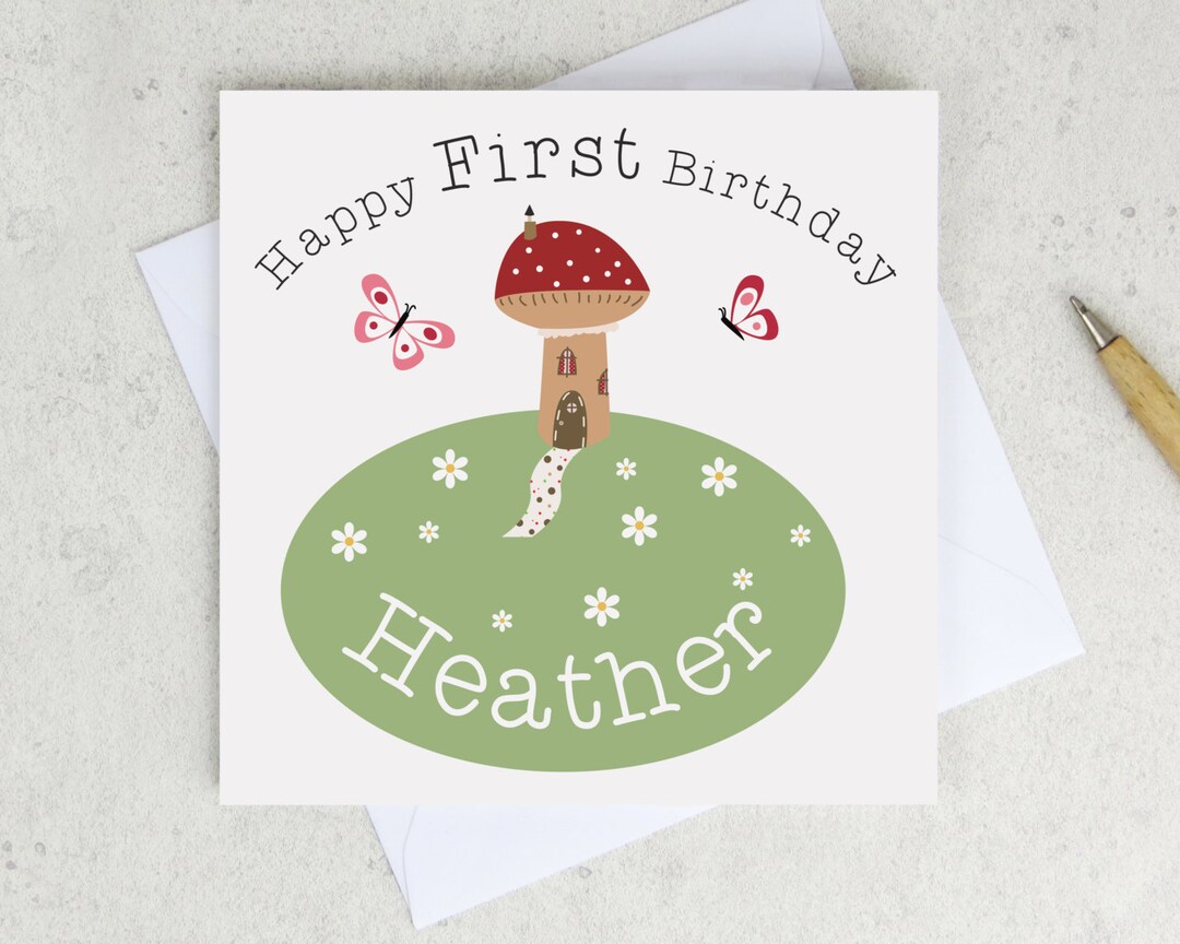 Fairy Land Toadstool Birthday Card Any Age Kids Birthday Fairyland Card ...