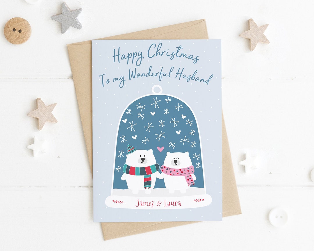 Personalised Husband / Wife / Partner Snow Globe Christmas Card Card ...